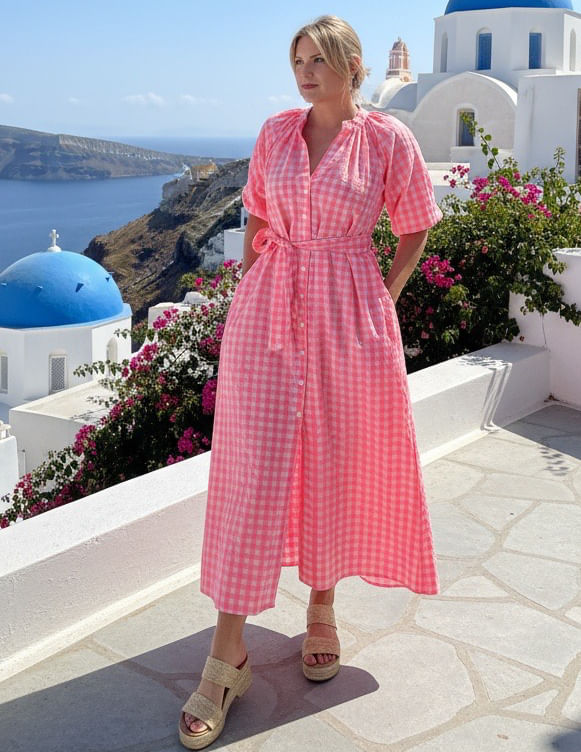 Neon Pink Check Dress – Petunia's Fashion